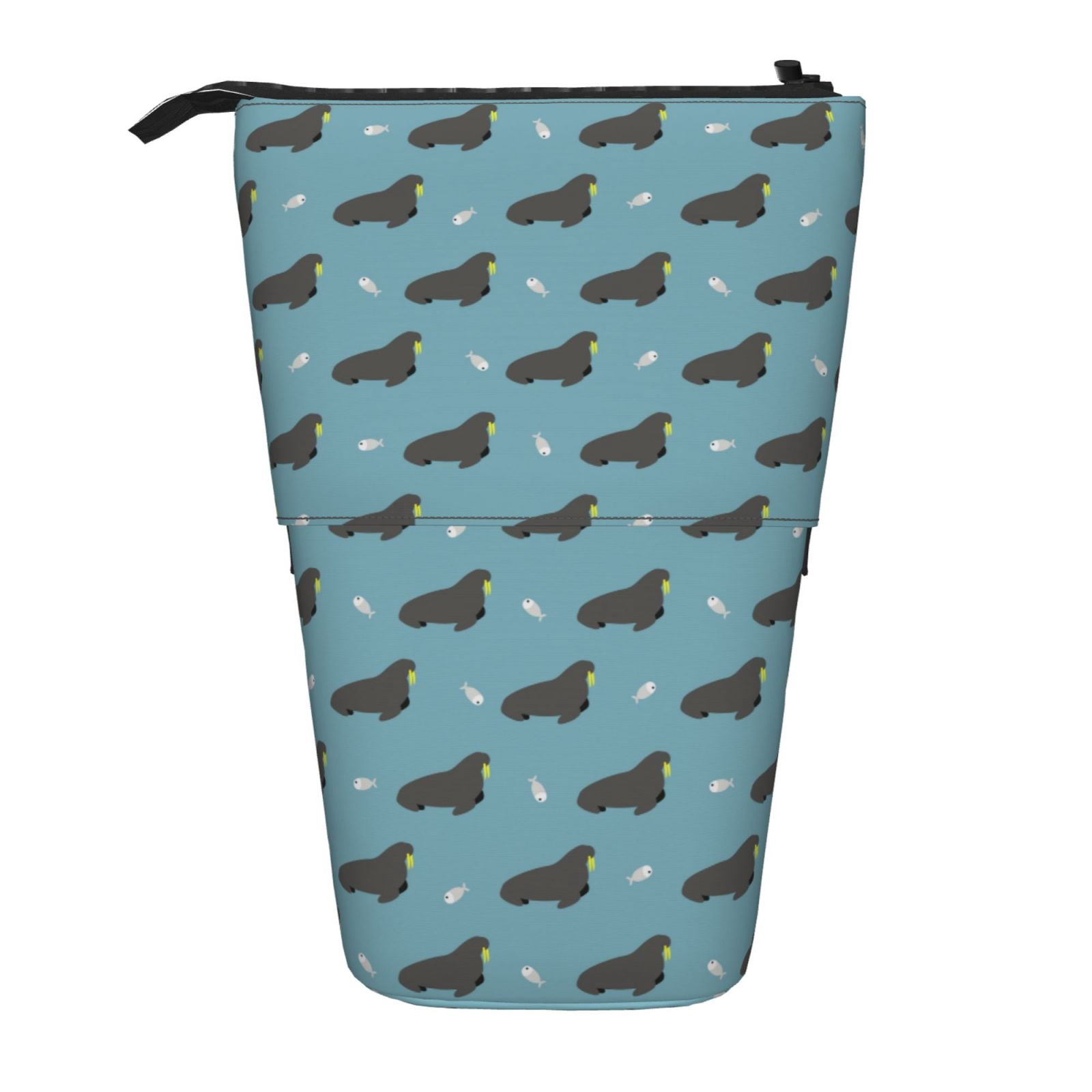 BQQLLBD Walrus Pattern Pencil Case Cosmetic Bag Standing Pen Holder ...