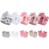 BQUBO Newborn Baby Girls Hats Mittens Set Hospital Hat Beanie Infant ...