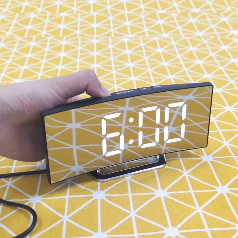 BR 2025 Curved Digital Alarm Clock Temperature Date Adjustment Snooze ...