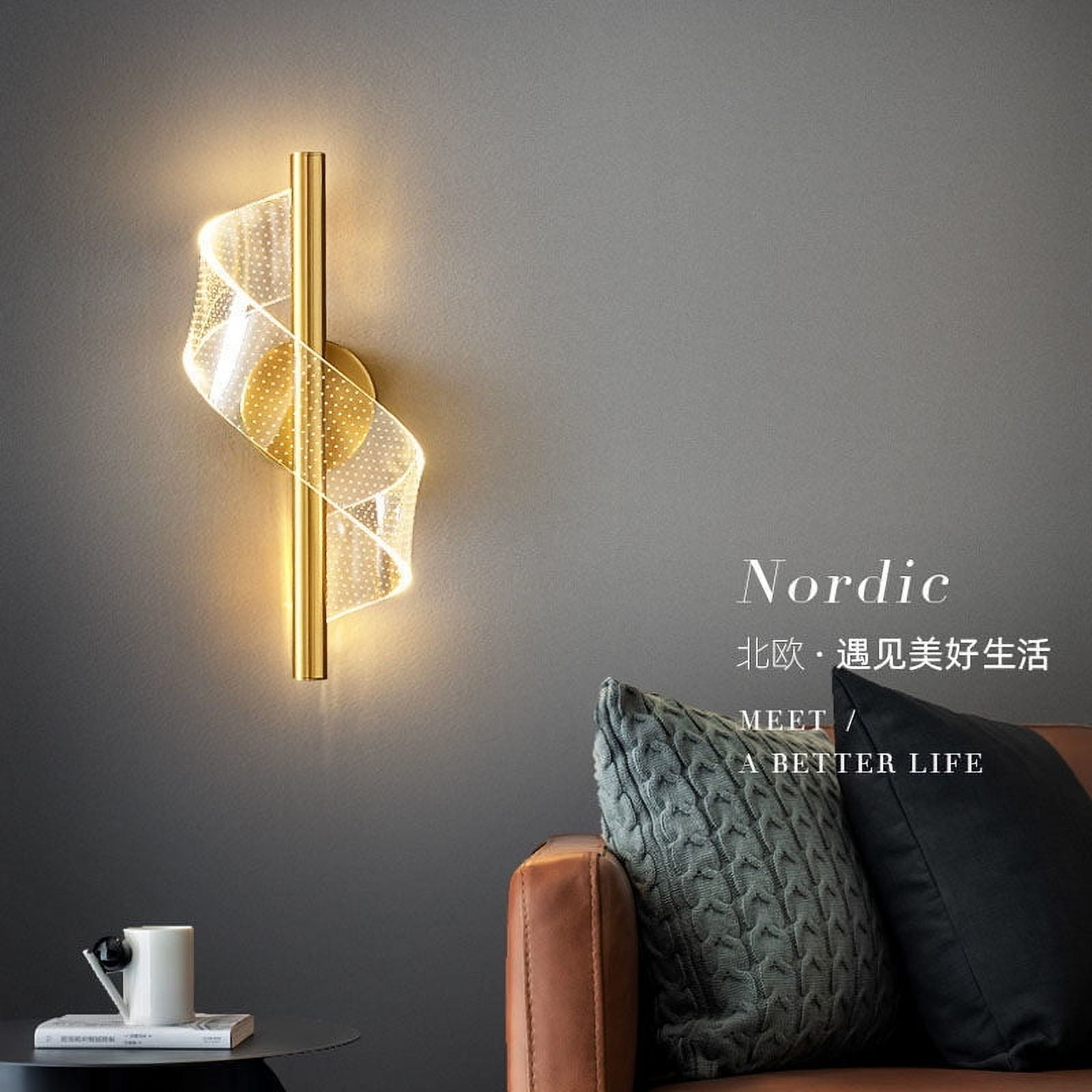 BR 2025 Indoor Acrylic LED Wall Lamp Bedside Light Gold Black Modern ...