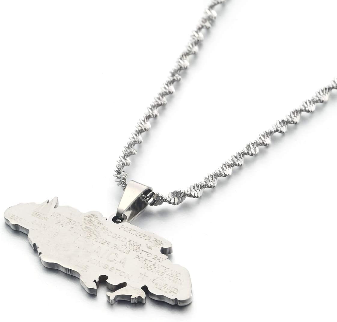BR Gold Jewelry Stainless Steel Map of Jamaica With City Pendant Necklaces for Women[c040 ...