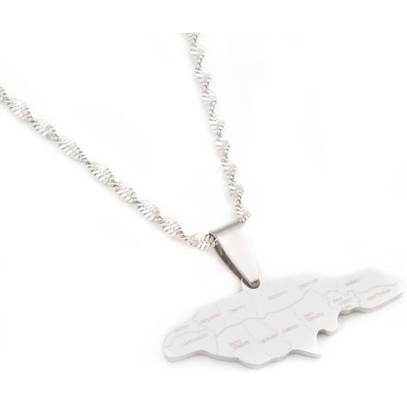 BR Gold Jewelry Stainless Steel Map of Jamaica With City Pendant ...