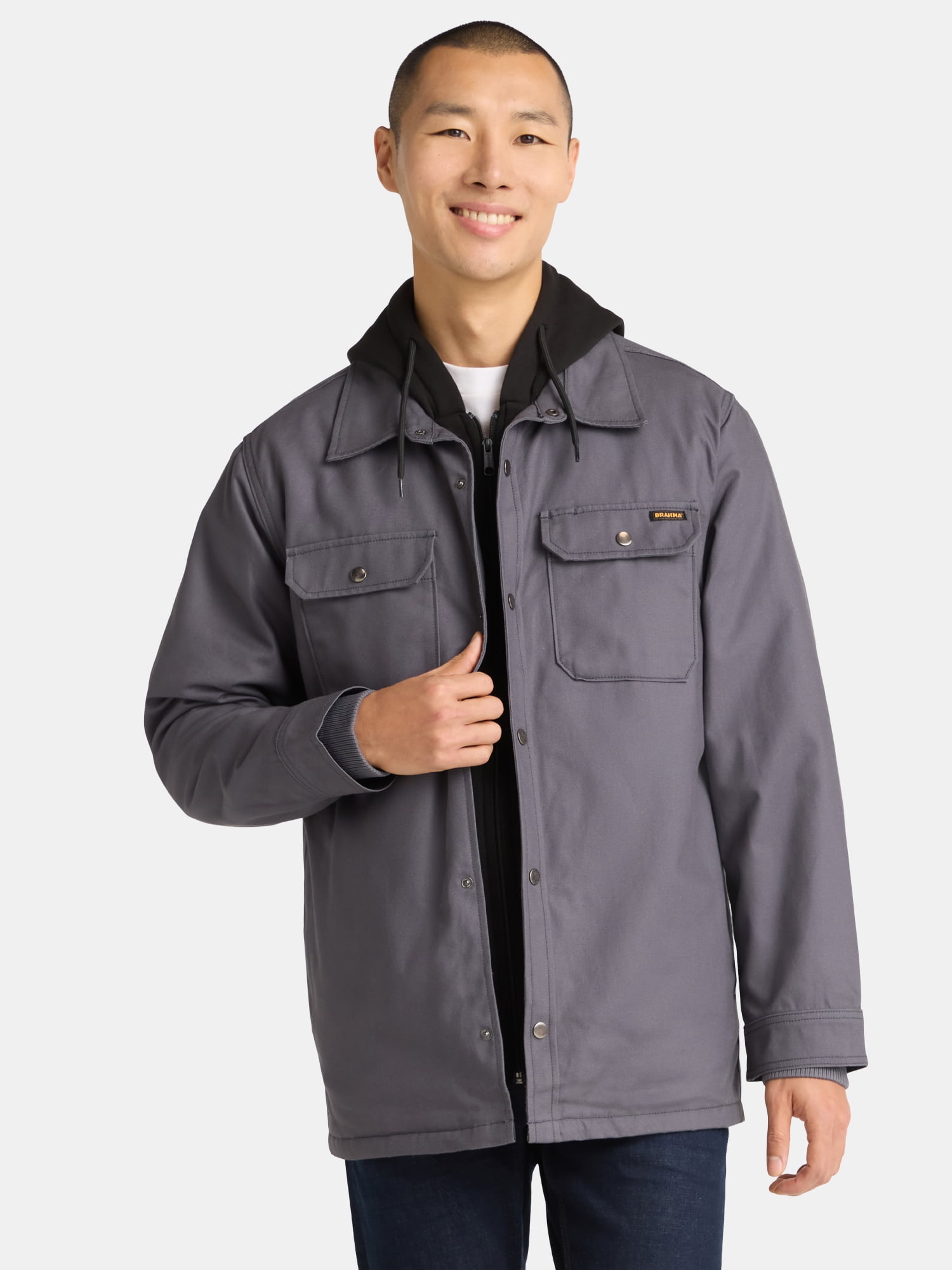 Brahma Men's Hooded Shirt Jacket, Midweight, Sizes S-3XL - Walmart.com
