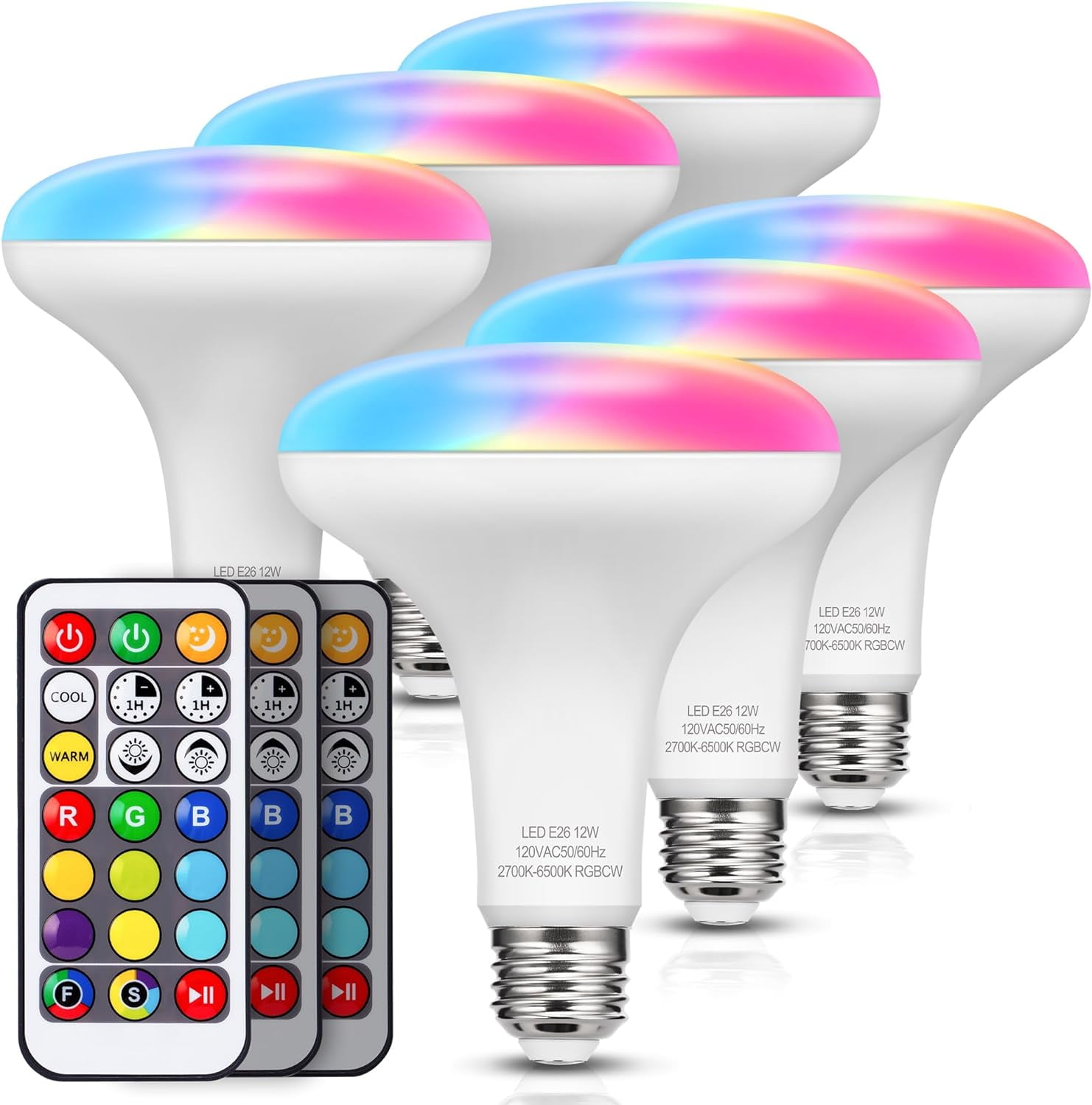 BR30 Color Changing Flood Lights, RGB+Warm+Cool White LED Recessed ...