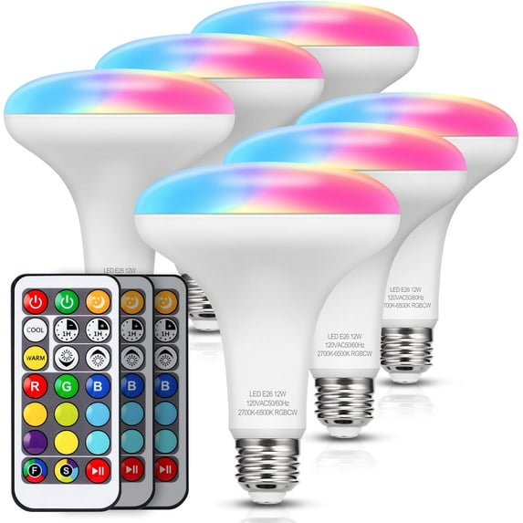 BR30 Color Changing Flood Lights, RGB+Warm+Cool White LED Recessed ...