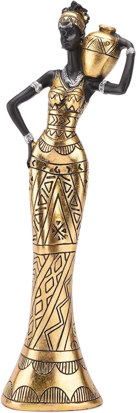 BRABUD African Tribal Woman Statue 12''(H) Black Lady Girl Hold Jar ...