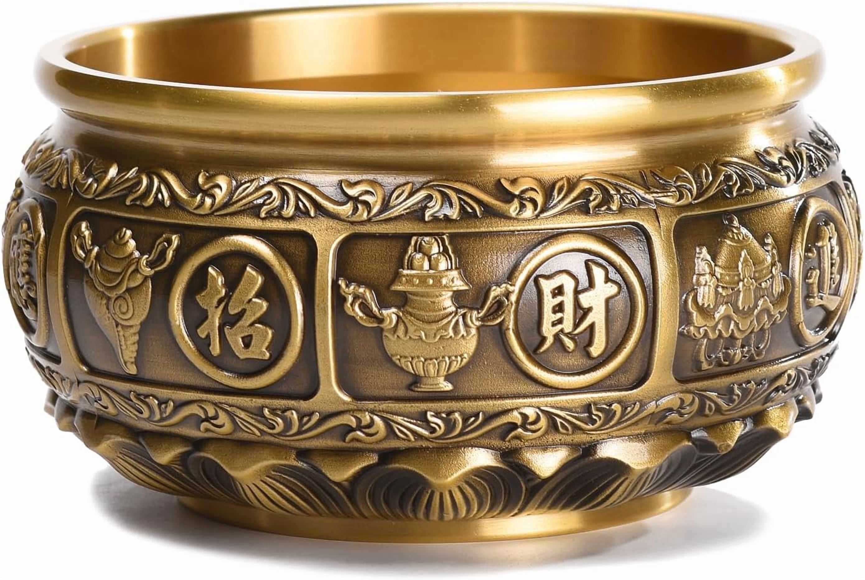 BRABUD Brass Treasure Basin Wealth Prosperity Bowl Statue Chinese ...