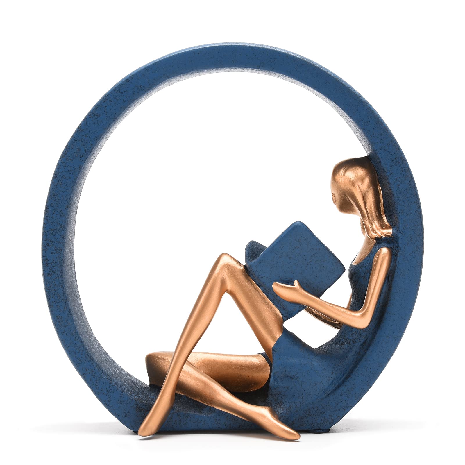 BRABUD Resin Yoga Girl Reading Book Statue Sitting in Circle Figurine ...