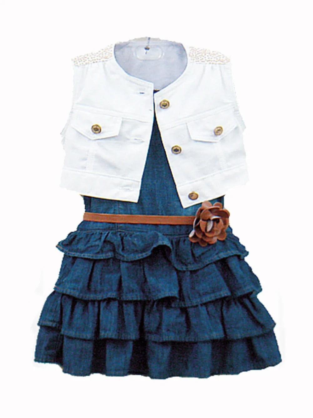 BRADATA Baby Girls Vest Dress Denim Dress Summers Sleevelss Set With ...