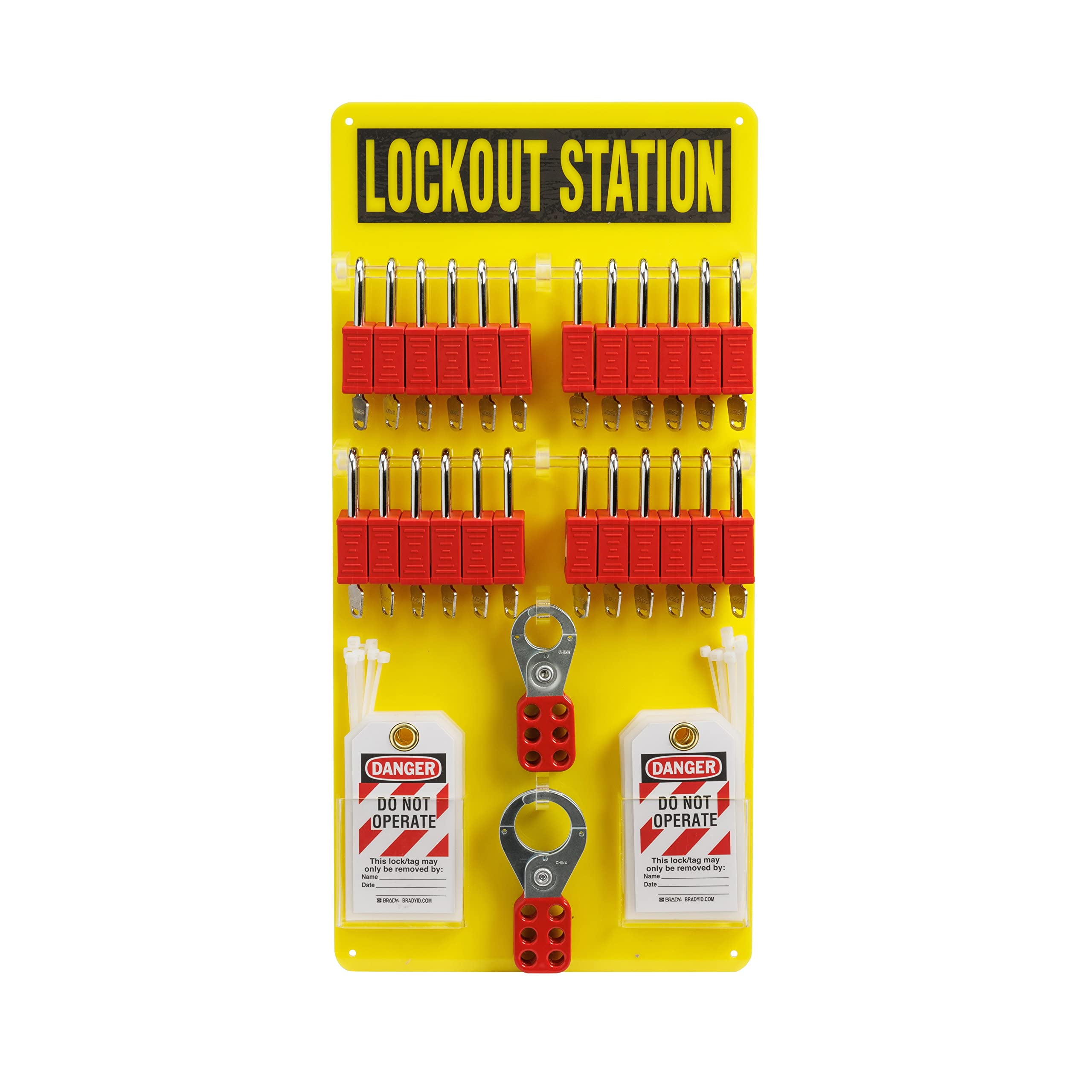 BRADY Lockout Tagout Station with Loto Devices Tag Kit Board Includes ...