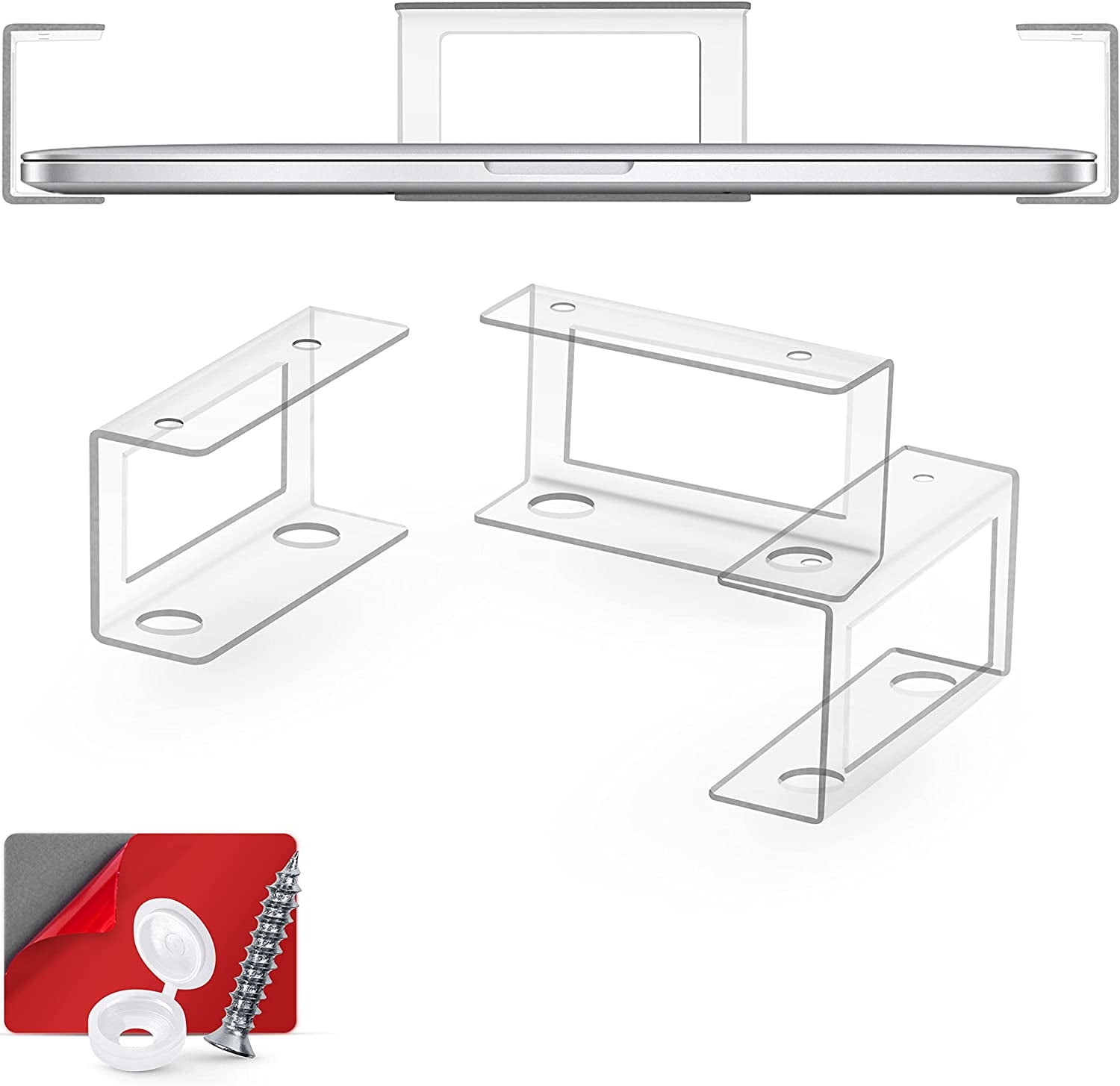 BRAINWAVZ Transparent Under Desk Laptop Holder Mount with Adhesive ...