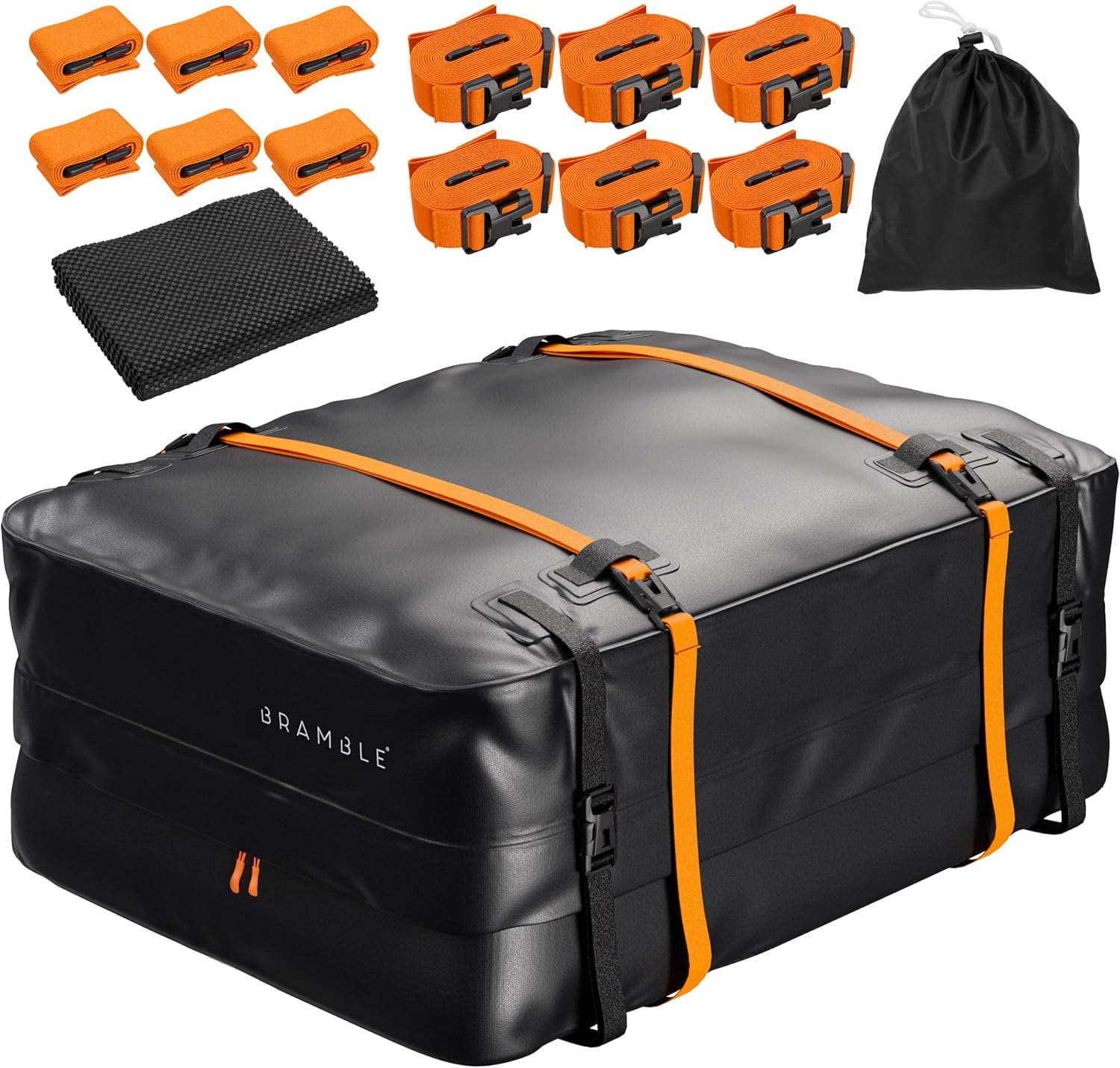 BRAMBLE Strong Car Roof Bag Rooftop Cargo Carrier 20 Cubic Feet, 100% Waterproof & Tear ...