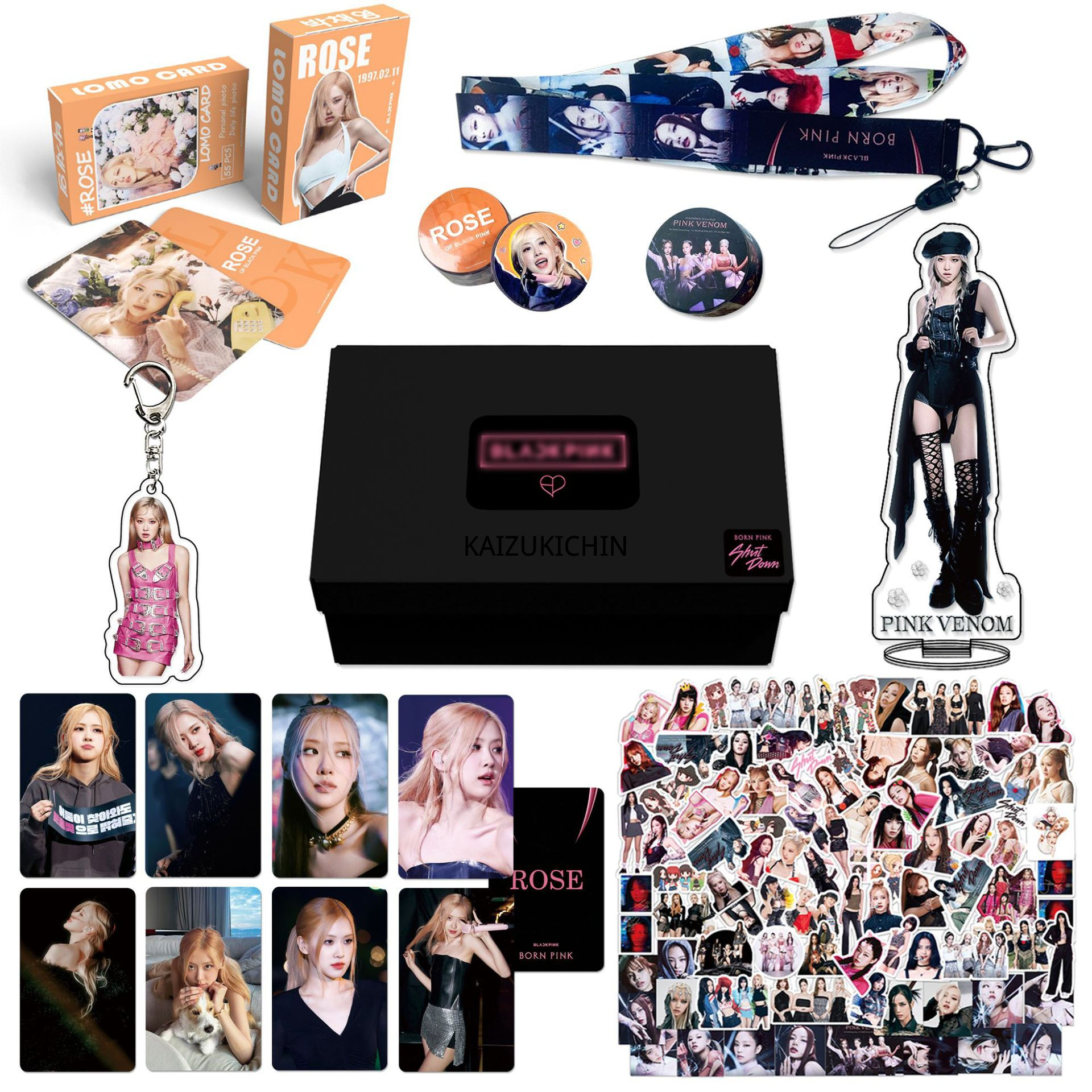 BRAND NAME KAIZUKICHIN KPOP black pink ink gift box jisoo ROSE personal ...
