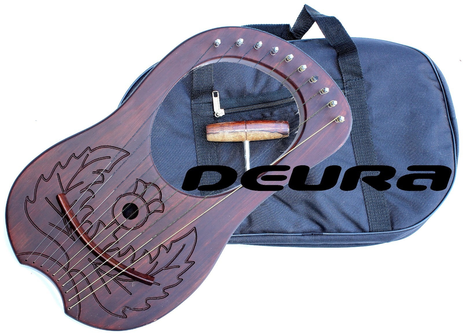 BRAND NEW 10 Strings ROSEWOOD Lyre Harp Celtic + Tuning Key & bag Case ...