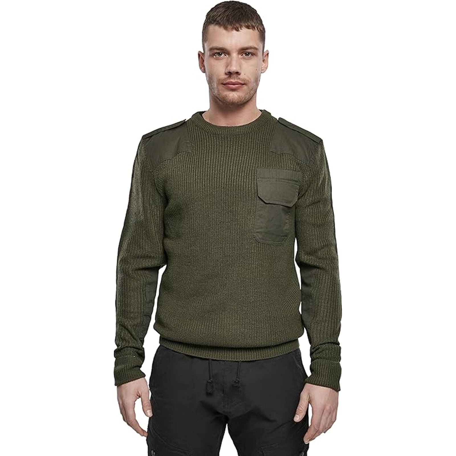 BRANDIT INDIVIDUAL WEAR Adult Male Commando Sweater, Color: Olive, Size ...
