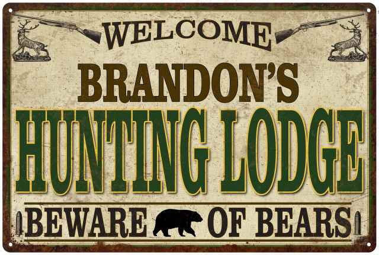 BRANDON'S Hunting Lodge Sign Man Cave 8x12 Metal Sign 208120085071 ...