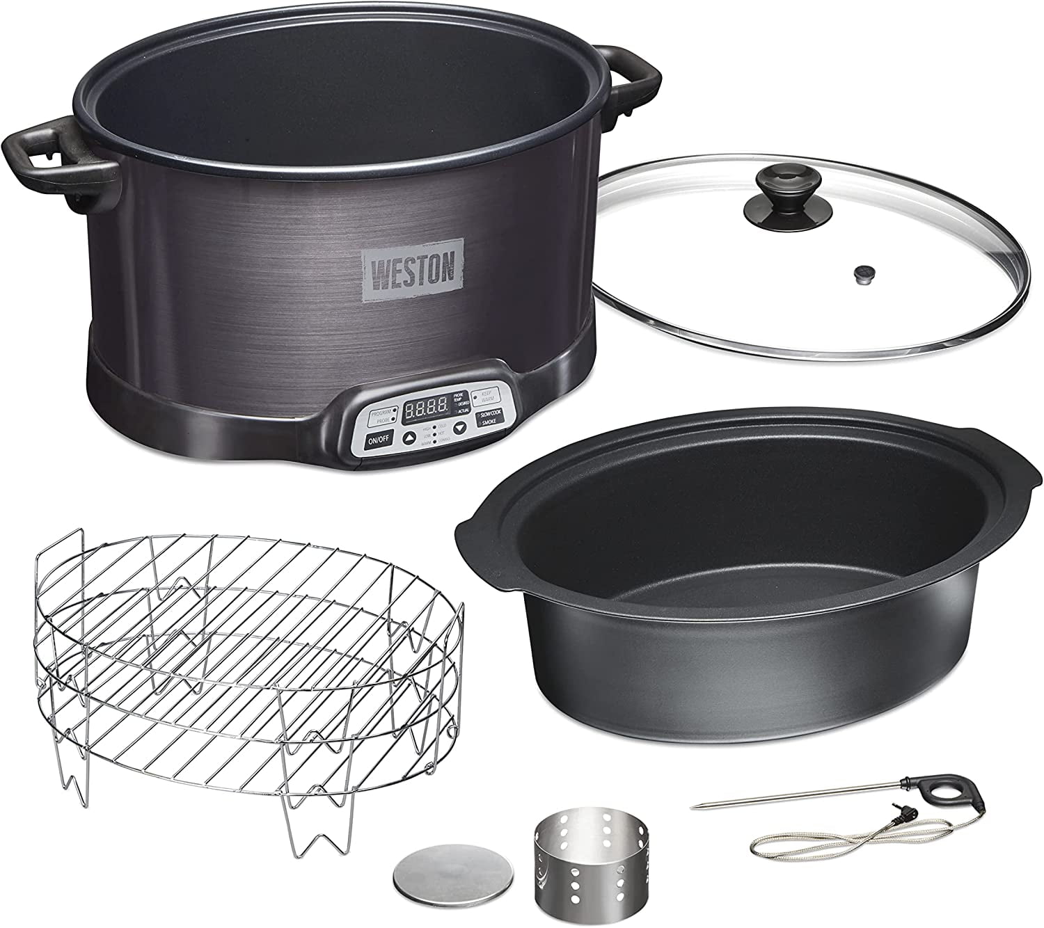 BRANDS 2-in-1 Indoor Electric Smoker & Programmable Slow Cooker, 6 ...