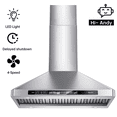 BRANO 30 Inch Wall Mount Range Hood Stainless Steel Hood, 900 CFM, Voice Control, 4-Speed ...