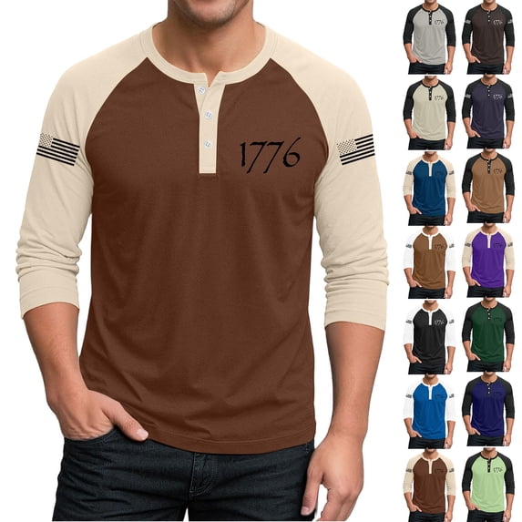 BRANROY 250 Anniversary USA Shirt Men - 4th of July Patriotic Henley ...