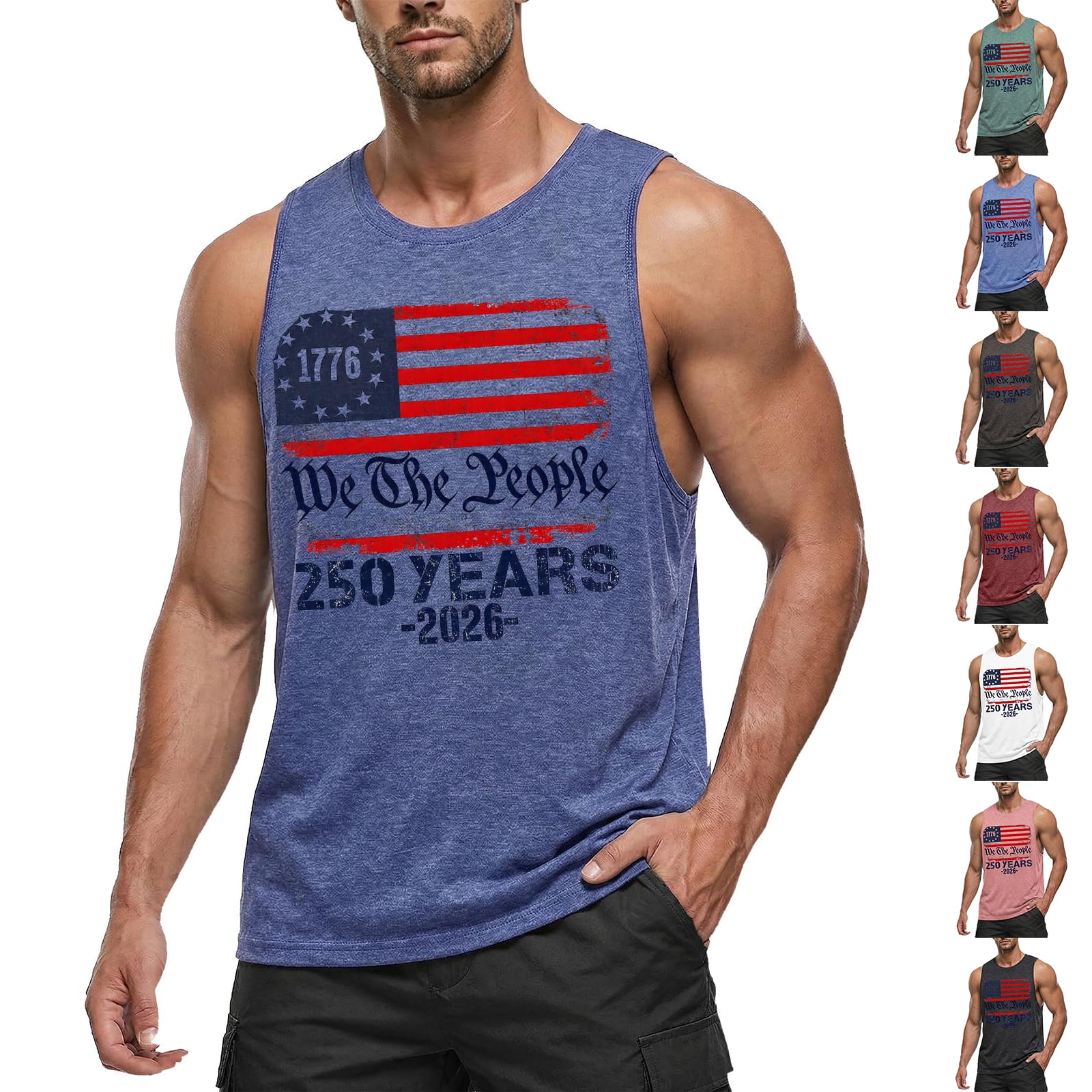 BRANROY 250th Anniversary USA Shirt - Mens Tank Tops Fourth of July ...