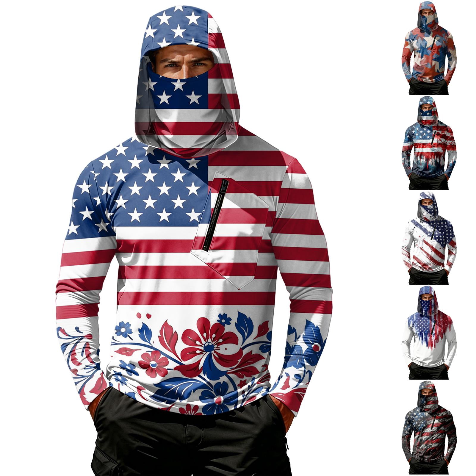 BRANROY 4th of July Men's Hoodie - UPF 50+ Long Sleeve Sun Shirt for ...