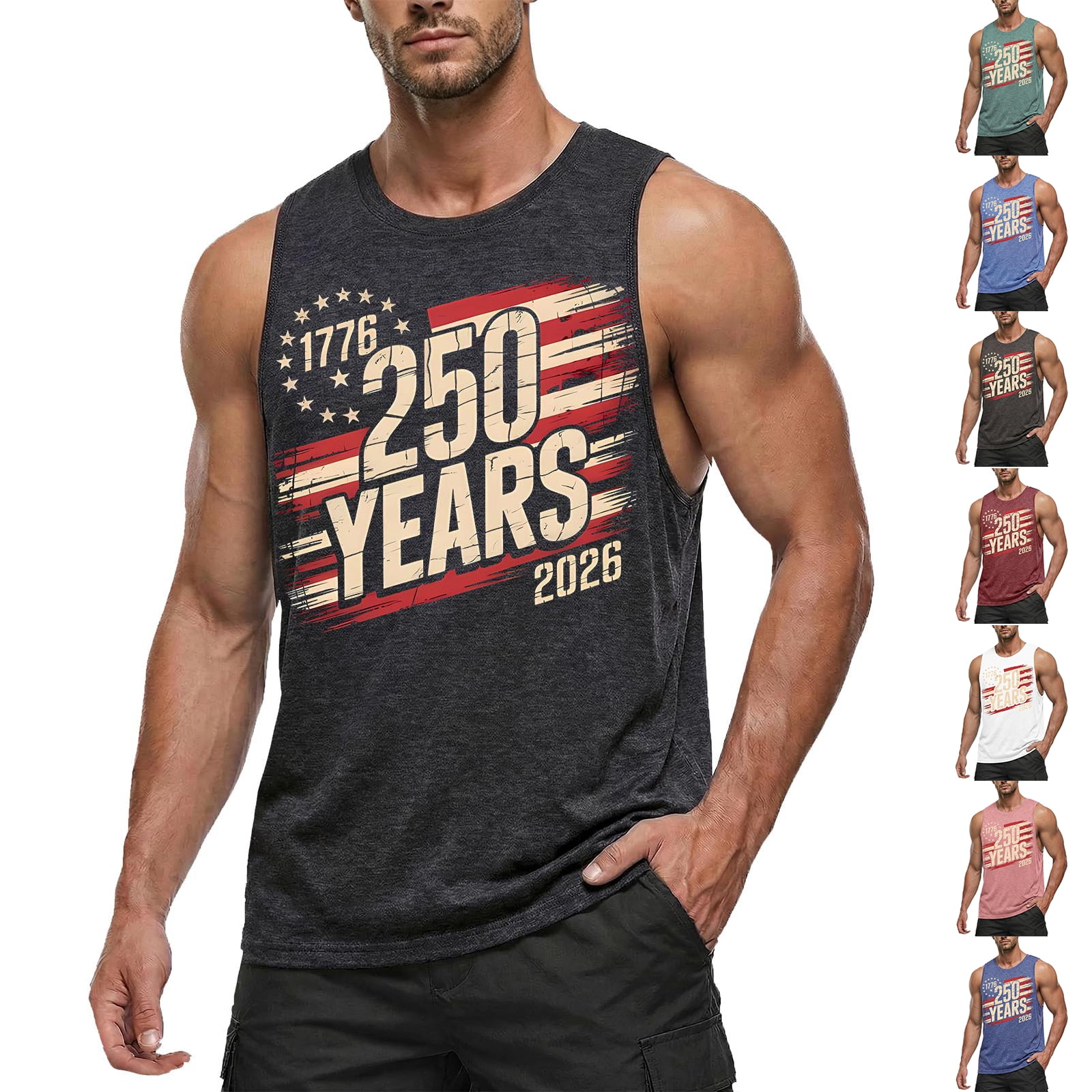 BRANROY 4th of July Mens Tank Tops - Sleeveless 4th of July Shirts for ...