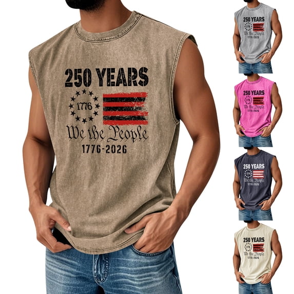 BRANROY 4th of July Mens Tank Tops Summer - Sleeveless Fourth of July ...