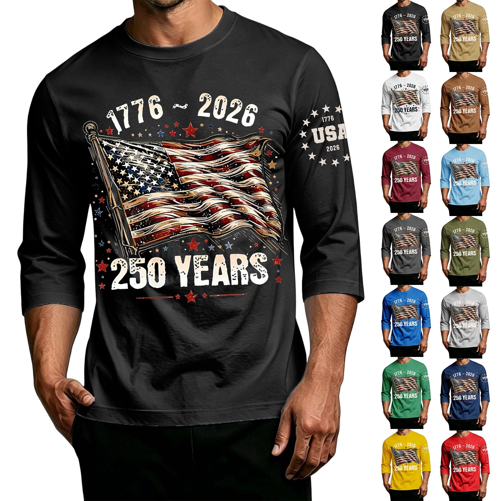 BRANROY 4th of July Shirts for Men - 250 Years America Shirt Patriotic ...