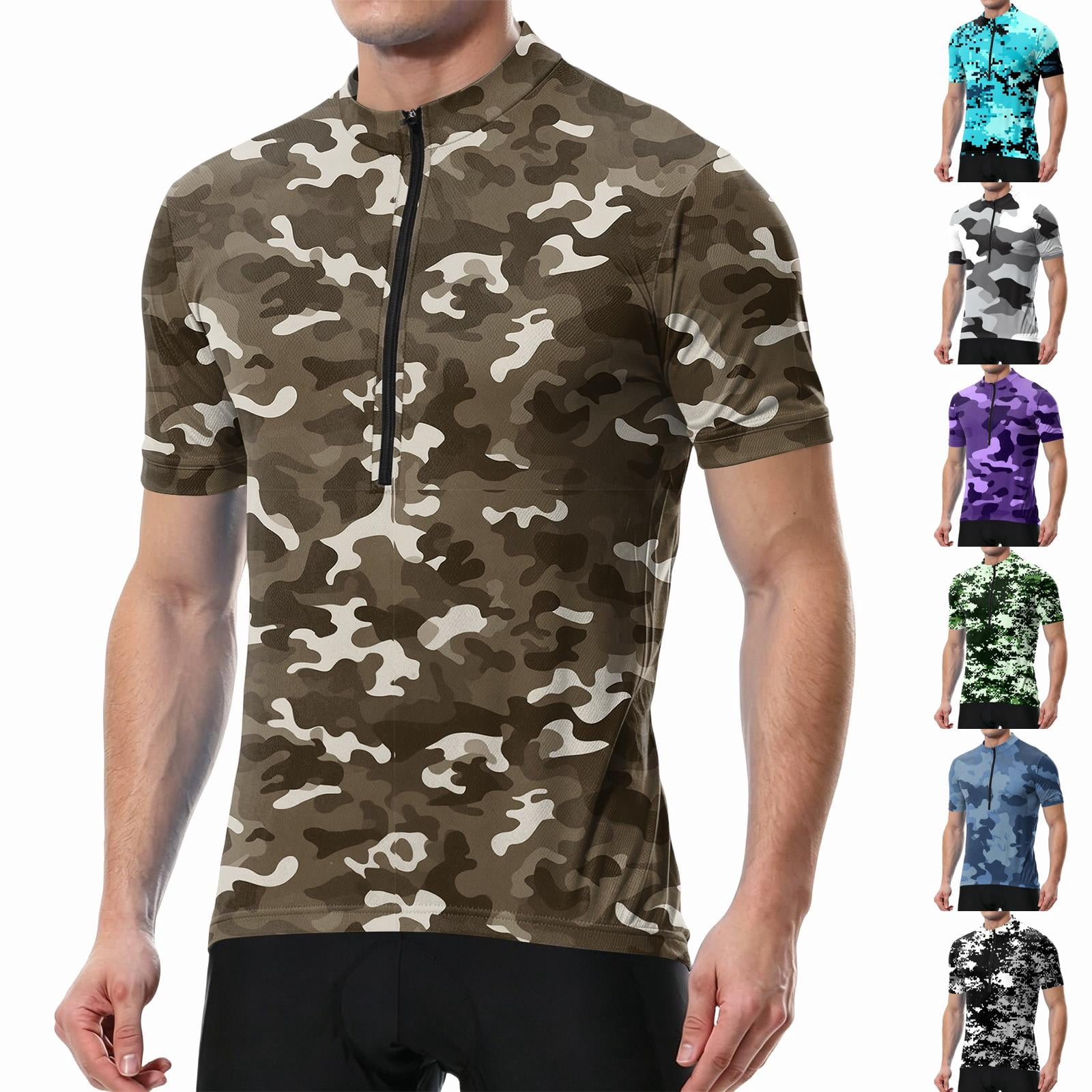 BRANROY Bike Jersey Men Short Sleeve - Printed Half Zip Breathable Crew ...