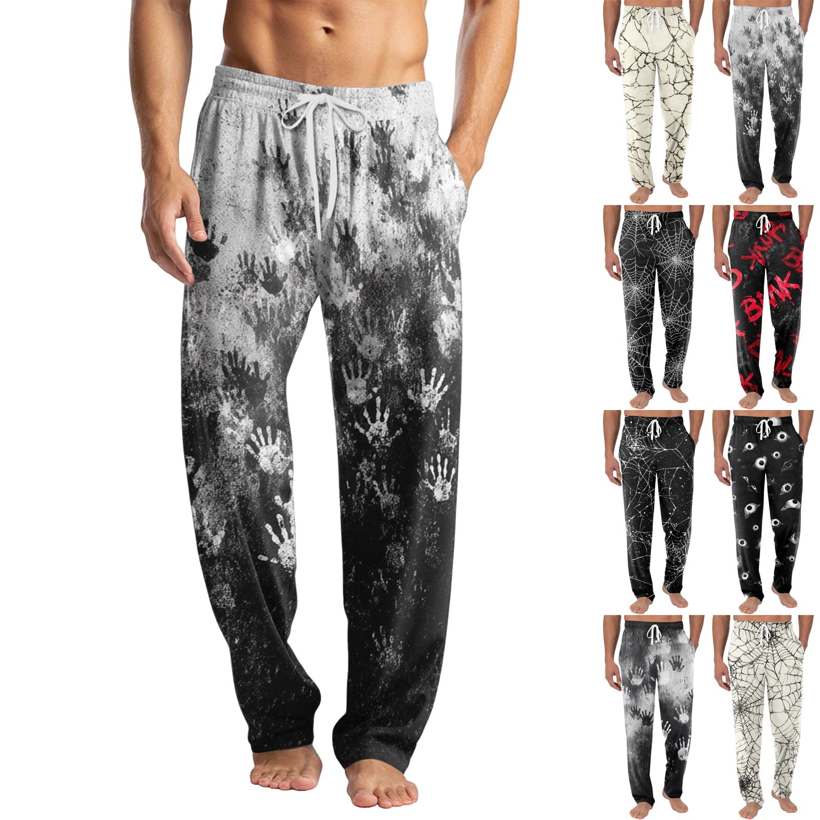 BRANROY Halloween Pajama Pants for Men - Halloween Print Pocket Casual ...