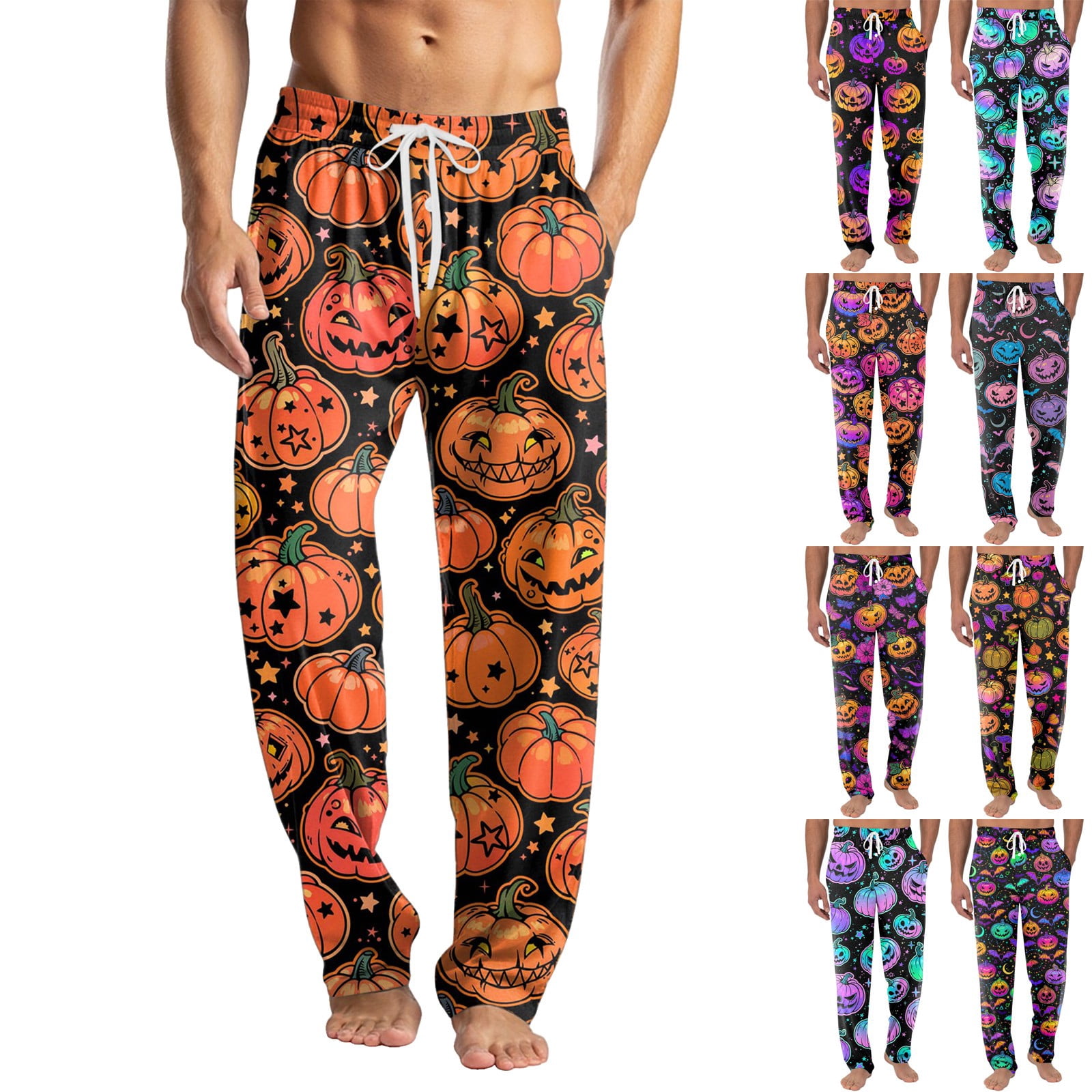 BRANROY Halloween Pajama Pants for Men - Print Casual Pocket Pajamas ...