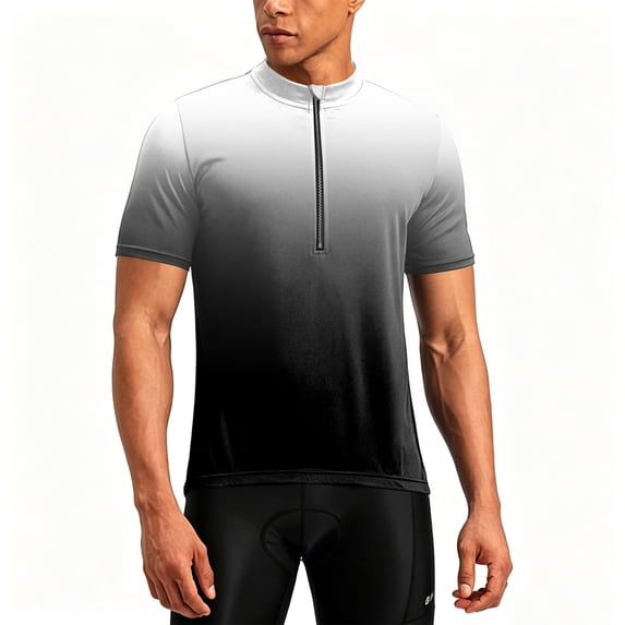 BRANROY MTB Jersey Mens Short Sleeve - Printed Half Zip Breathable Crew ...