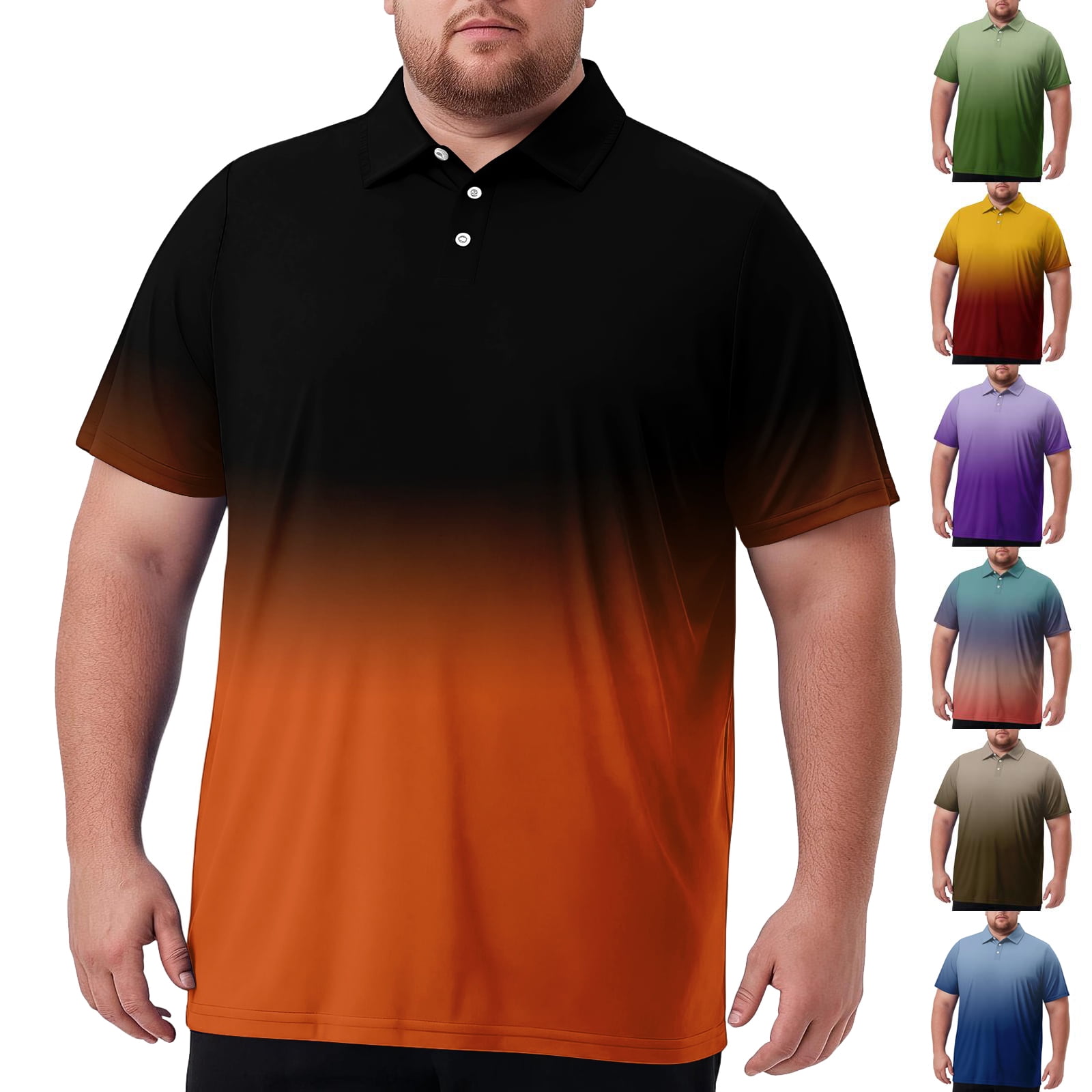 BRANROY Men's Big and Tall Shirts - Gradient Fade Print UPF 50+ Short ...