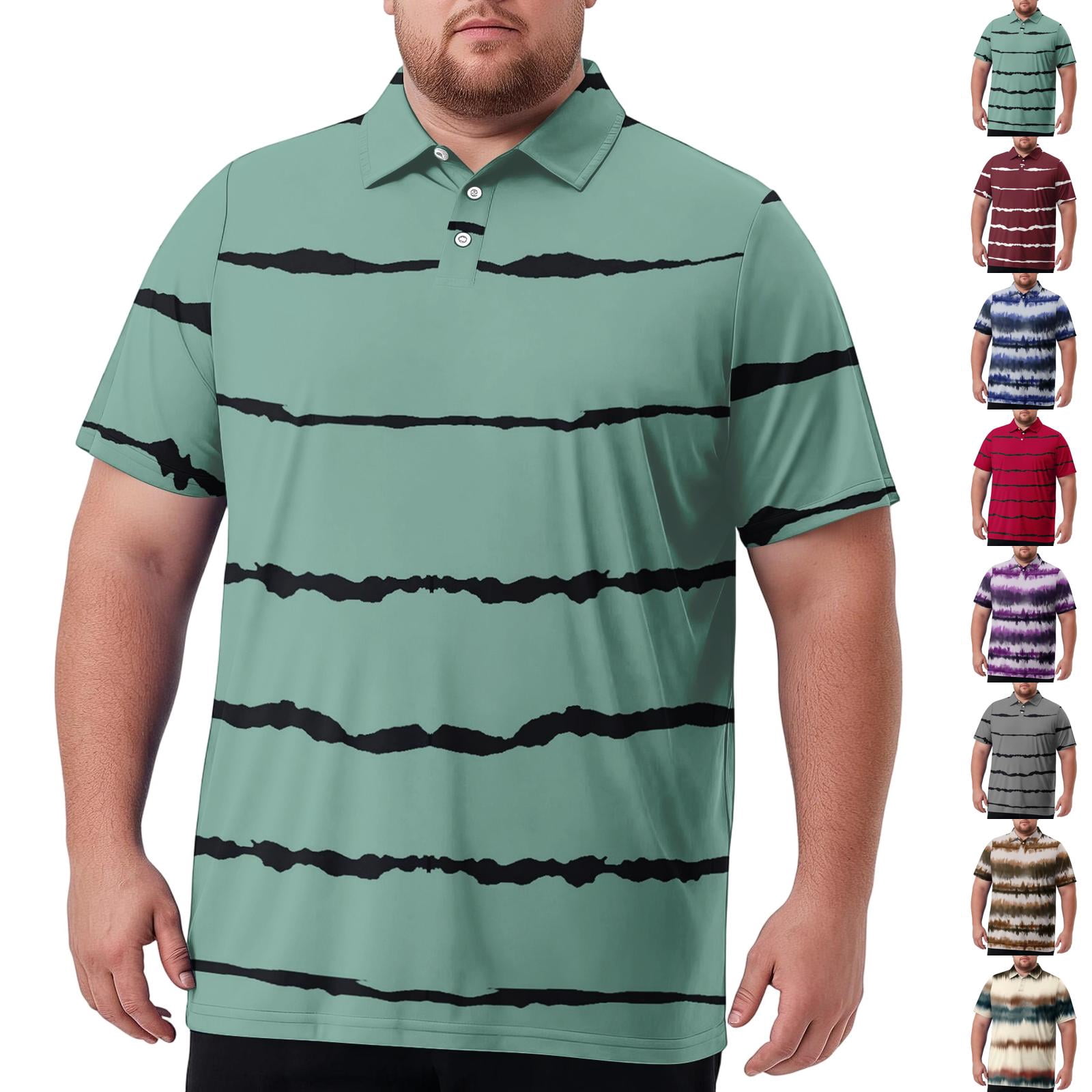 BRANROY Men's Big and Tall Shirts - Plaid Stripes Print UPF 50+ Short ...