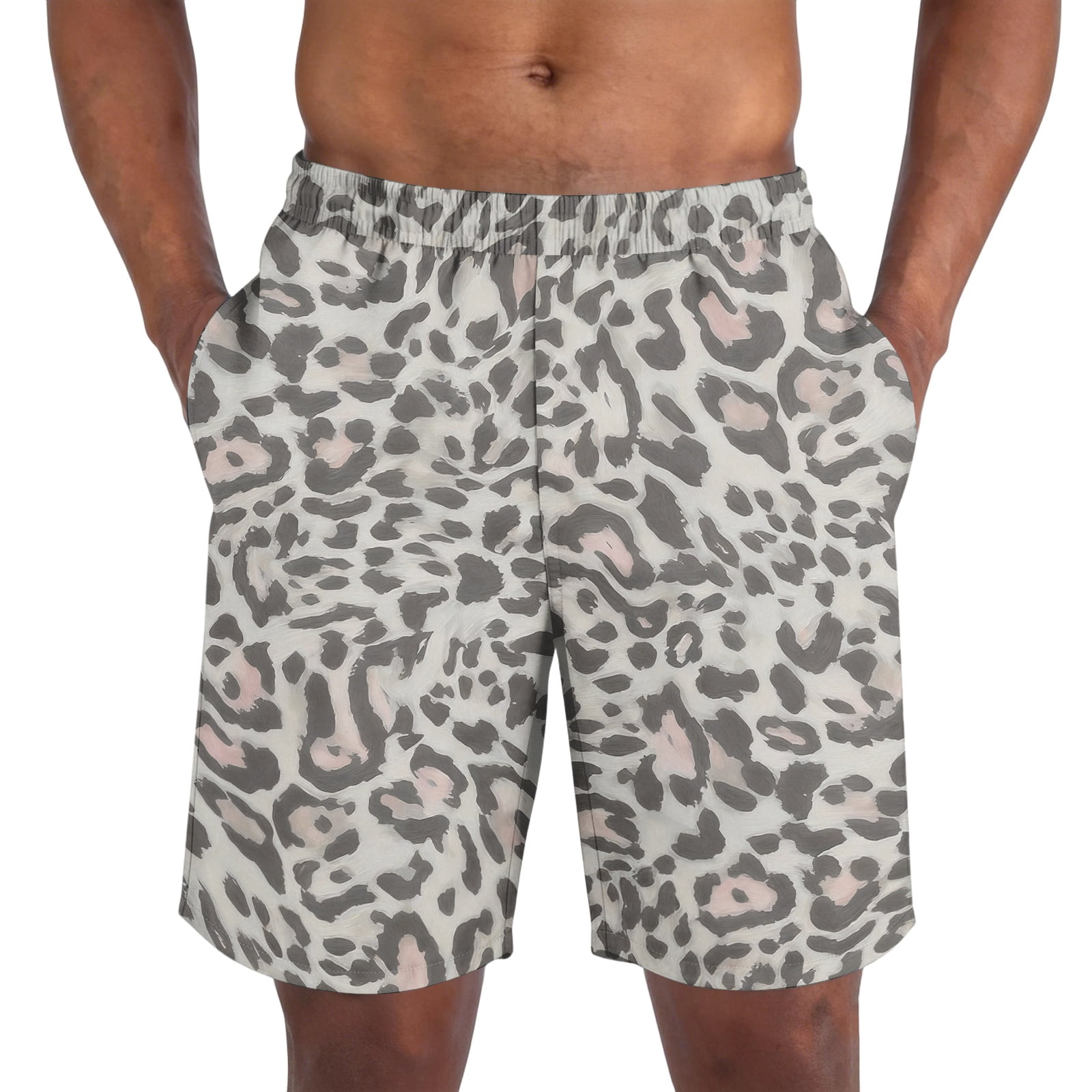 BRANROY Men's Casual Leopard Pattern Shorts - Breathable Sport Shorts ...