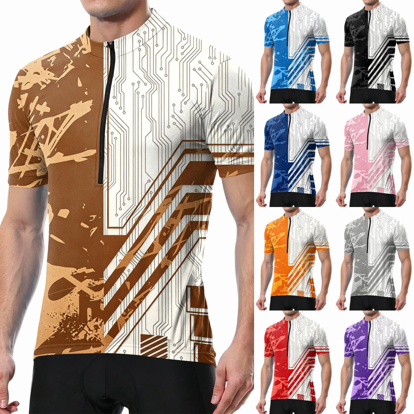 BRANROY Men's Cycling Jersey Short Sleeve - Printed Half Zip Breathable ...
