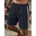 BRANROY Men's Elastic Waist 5-Inch Shorts - Side Stripe Waffle Texture ...