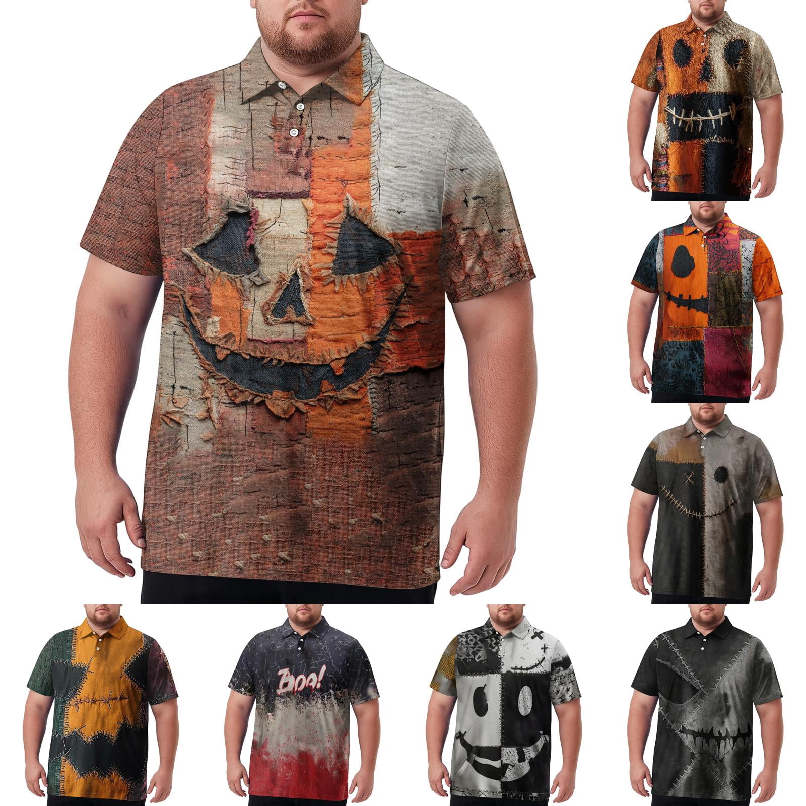 BRANROY Men's Halloween Printed Golf Shirt - Breathable Short Sleeve ...