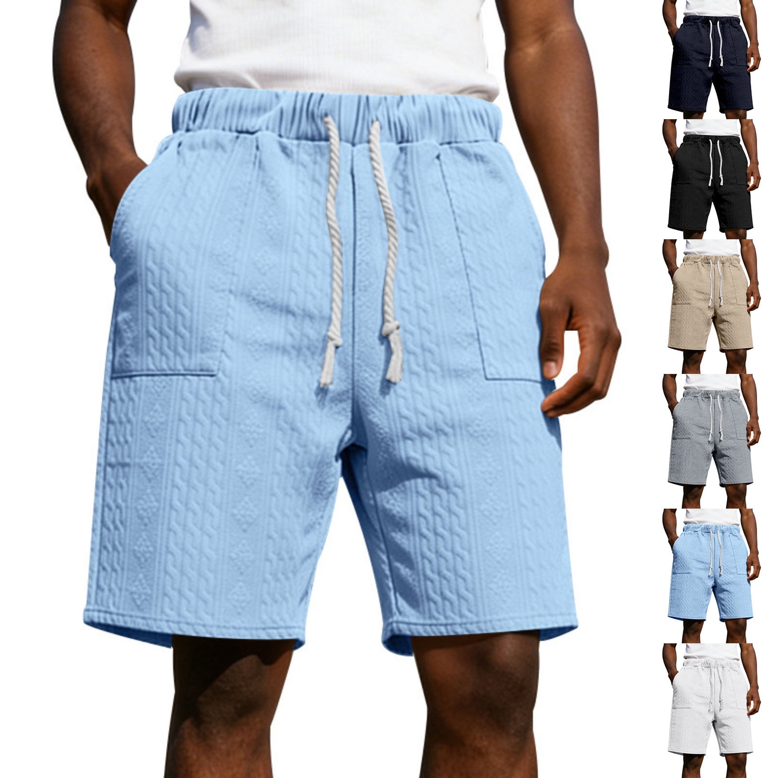 BRANROY Men's Jacquard Knit Loose Shorts - Breathable Casual Athletic ...
