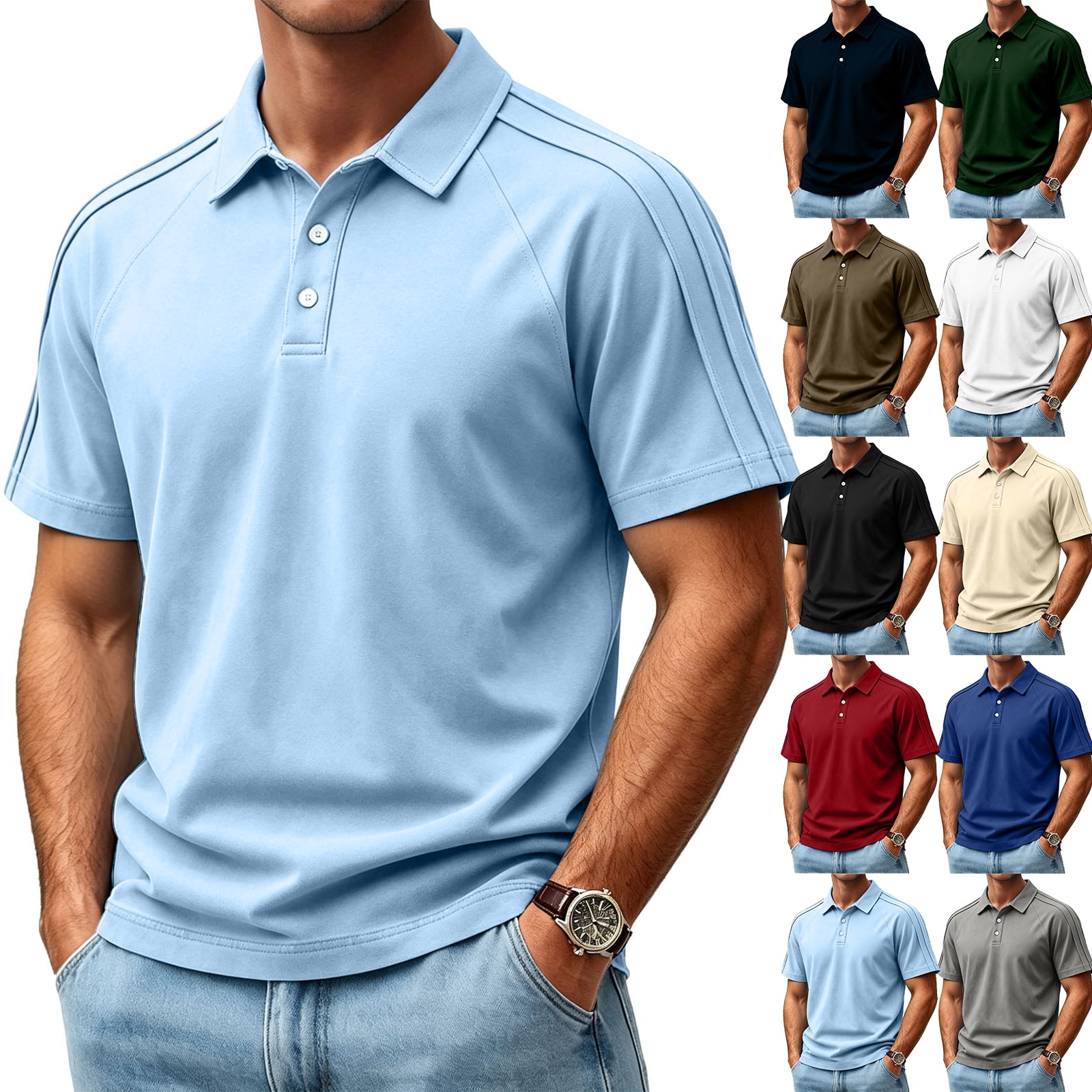 BRANROY Men's Short Sleeve Golf Polo - Shirt Casual Collared Top for ...