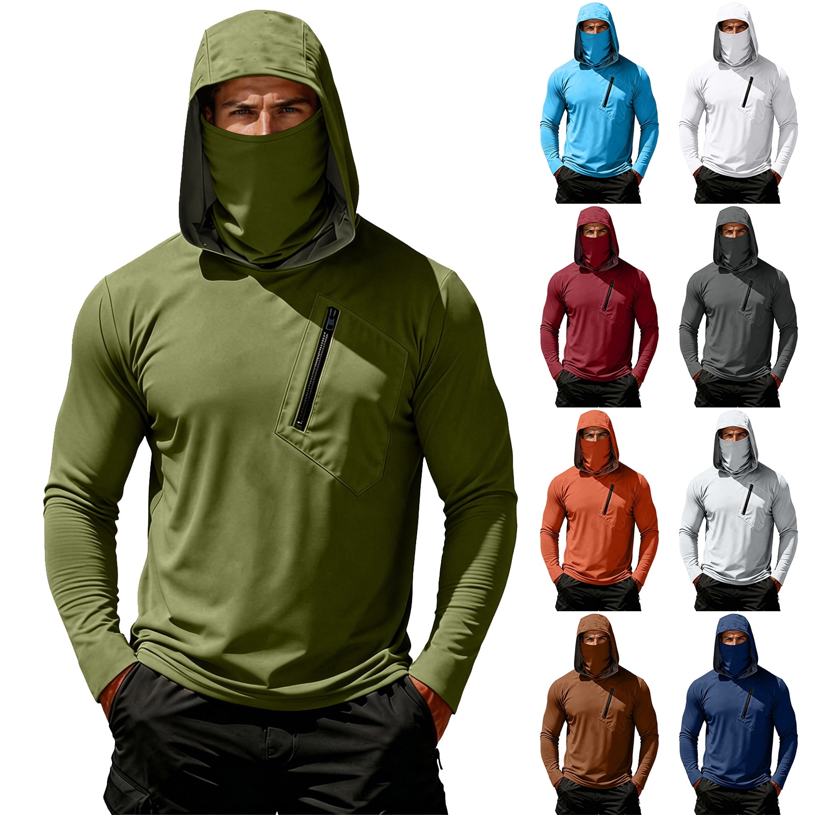 BRANROY Men's Solid Color Sun Hoodie - UPF50+ UV Protection Long Sleeve ...