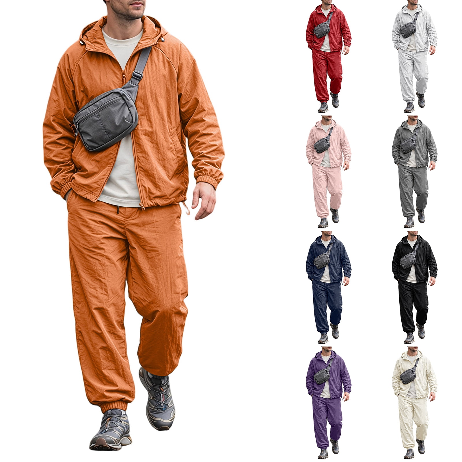 BRANROY Men's Summer Outfits UPF 50+ - Ice Silk Two Piece Set with Long ...
