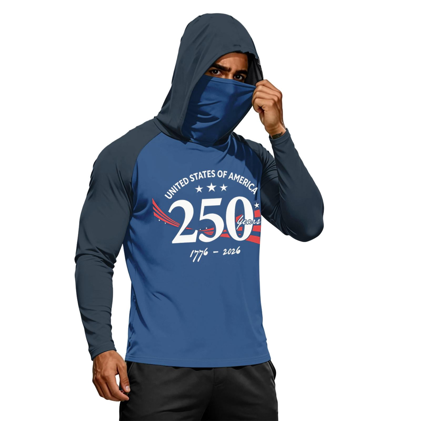 BRANROY Men's Sun Shirts for Men - USA Flag Print Long Sleeve Hooded ...