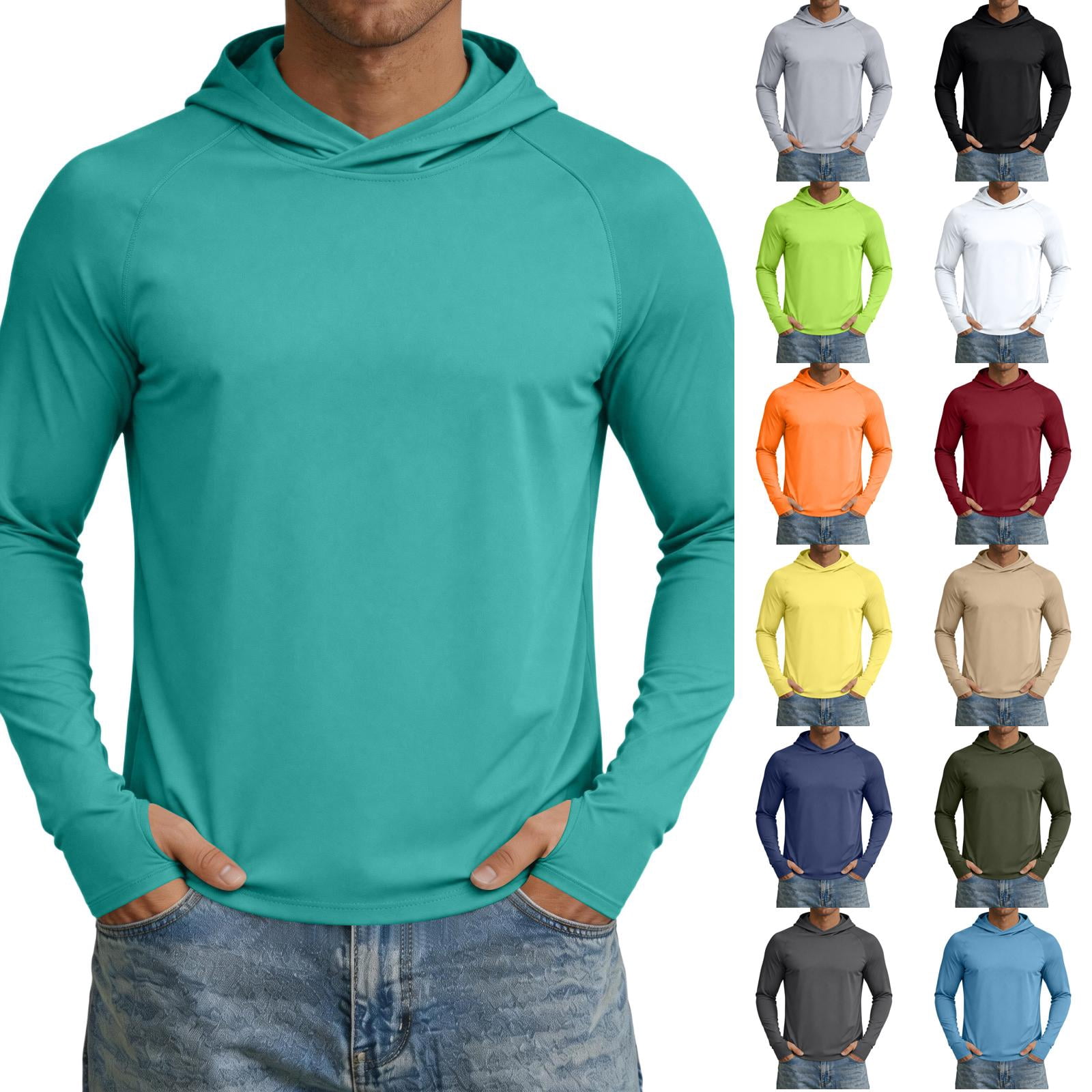 BRANROY Men's UPF50+ Sun Hoodie - Solid Color UV Resistant Lightweight ...