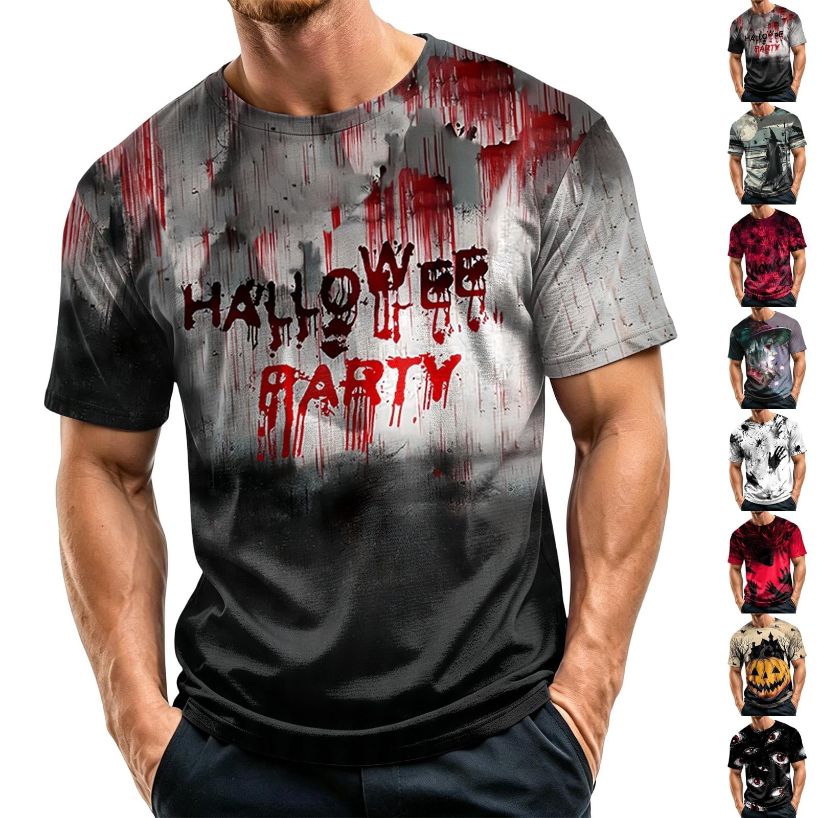 BRANROY Mens Active Halloween Crewneck T-Shirt - Breathable Lightweight ...
