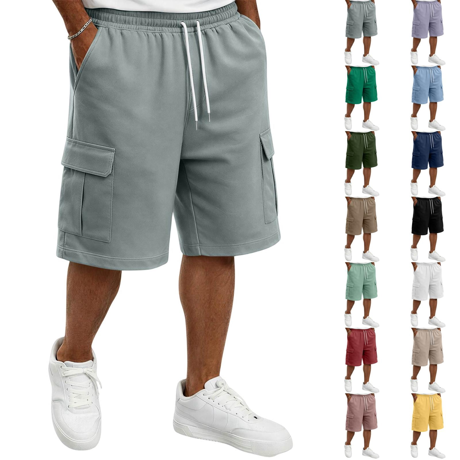 BRANROY Mens Casual Shorts for Summer - Drawstring Elastic Waist Loose ...