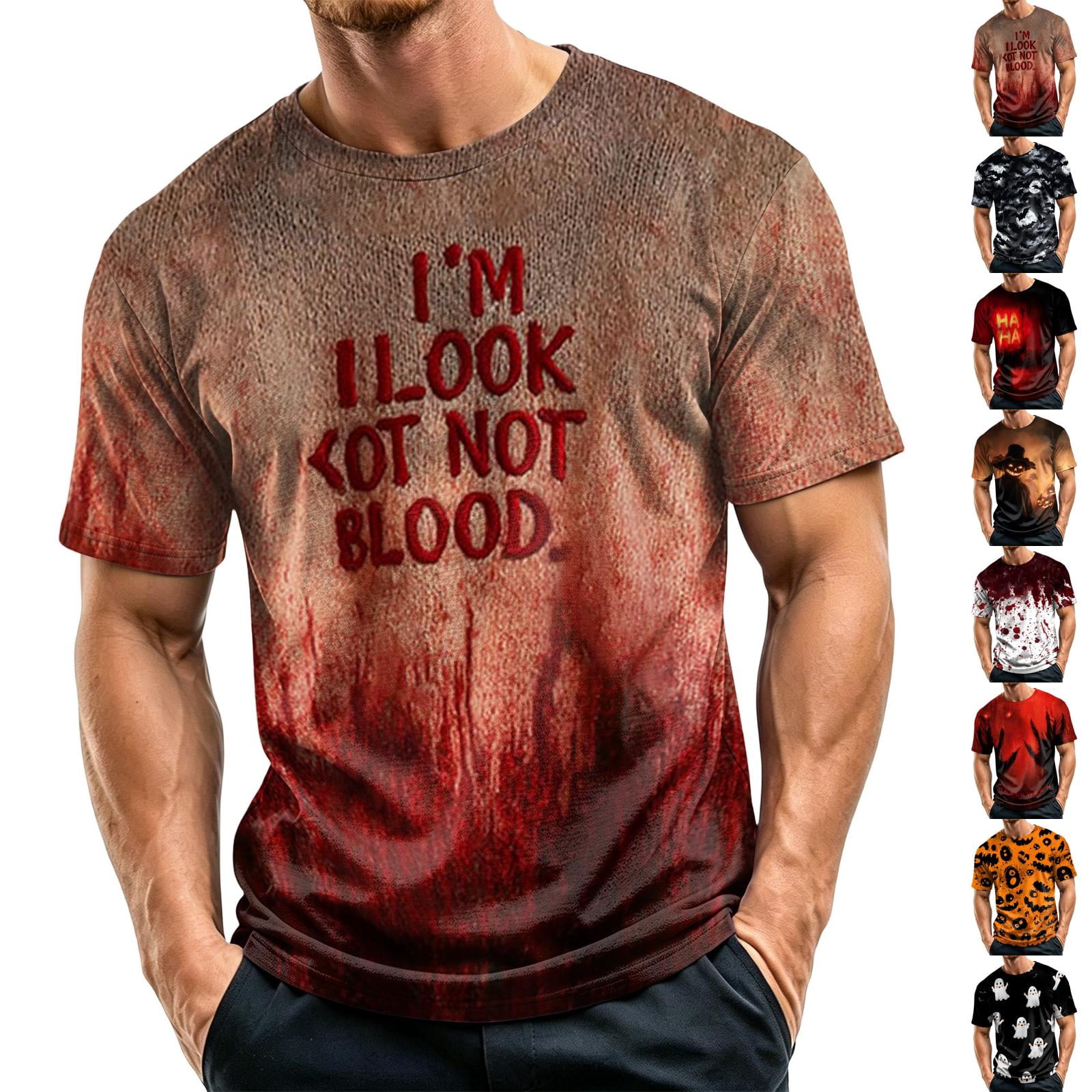 BRANROY Mens Crew Neck Halloween T-Shirt - Short Sleeve Lightweight ...
