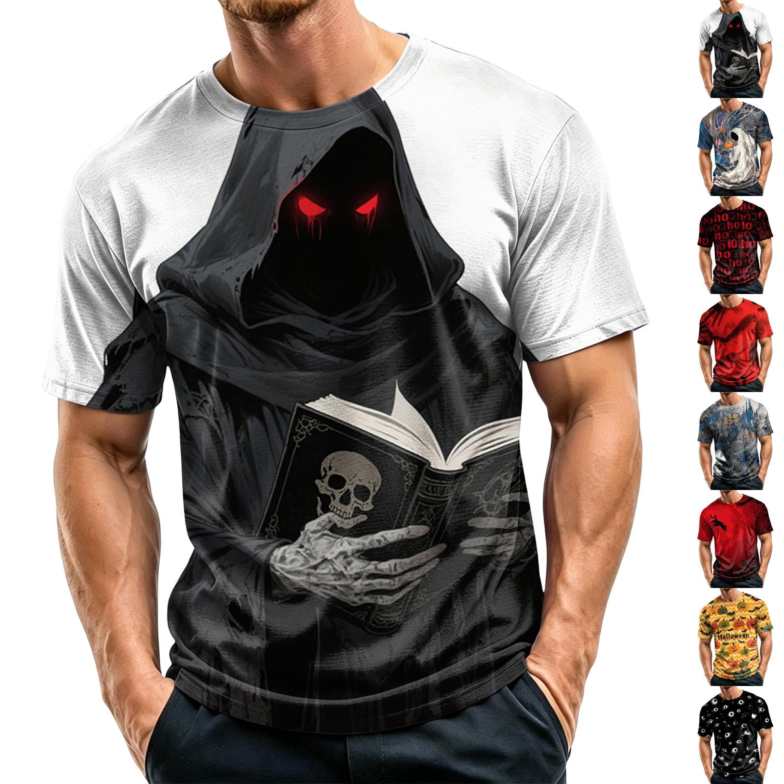 BRANROY Mens Ghost Pumpkin Halloween Crewneck T-Shirt - Breathable ...