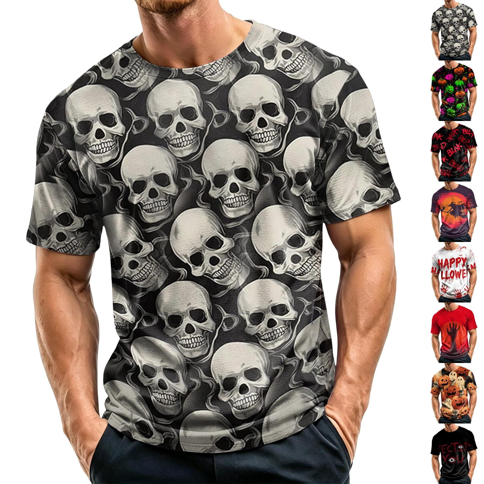 BRANROY Mens Graphic T-Shirts Halloween Crewneck - Short Sleeve ...