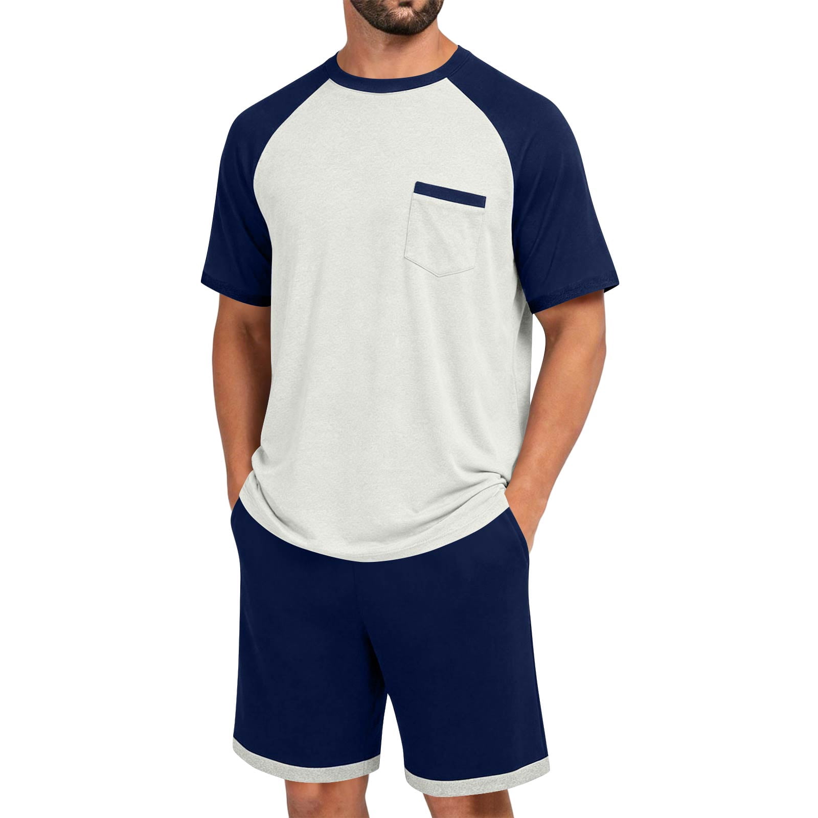 BRANROY Mens Pajamas Set Breathable Summer - Pajamas for Men Soft ...